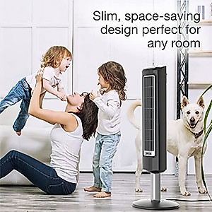 Lasko 2519 3-Speed Wind Tower Fan with Remote Control, 38 Inch, Gray & Oscillating Pedestal Fan, Adjustable Height, 3 Quiet Speeds, Timer