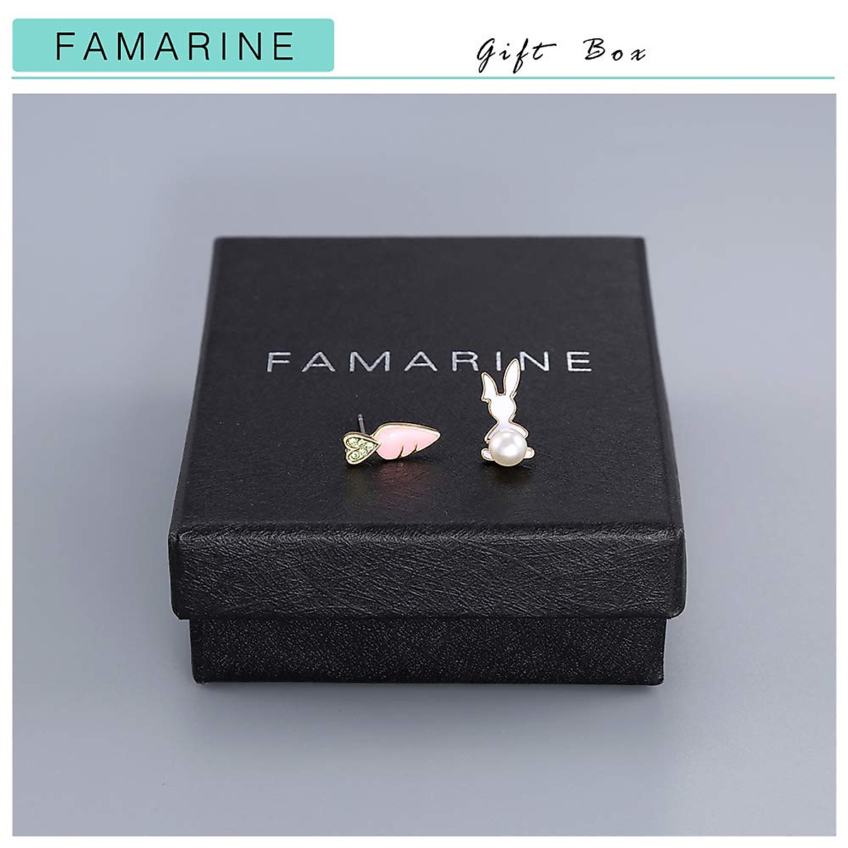 Easter Earrings White Rabbit Bunny Carrot Stud Earrings Crystal Pearl Cute Funny Earring