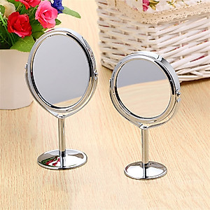 LEEOX Make Up Mirror Magnification Circular Makeup Mirror Dual 2 Sided Round Shape Rotating Cosmetic Mirror Stand Magnifier Mirror Standing Mirror