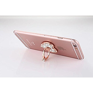 Cell Phone Ring Holder,360° Rotation Diamond Metal Finger Ring Grip for iPhone iPod iPad Samsung Galaxy and Other Smartphones (Rosegold)
