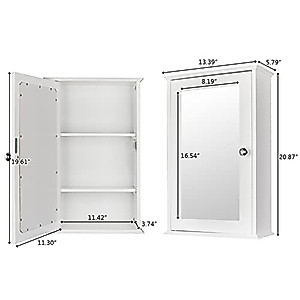 Mirror Bathroom Medicine Cabinet, Bathroom Storage Cabinet, Wall Mounted Bathroom Cabinet with Mirror Door and Shelves,Wooden Hanging Wall Mirror Cabinet for Bathroom, Toilet Vanity Cabinet Organizer