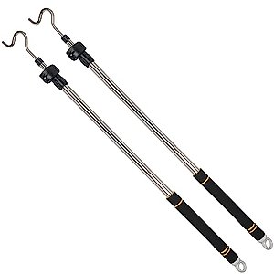 Greeily 2 Pcs Clothing Hook Poles Telescopic Adjustment it is Light and can Extend from 35" to 65" with 4.7 "Hook and Sponge Handle.