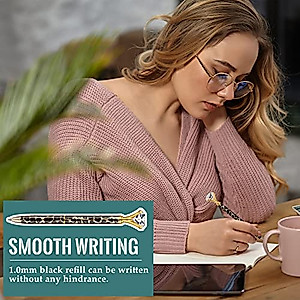 Fainne 6 Pieces Crystal Pens Leopard Ballpoint Pen Bling Diamond Pen Bride Wedding Pen Metal Pen with Diamond on Top Refillable Cheetah Pen for Office, School, Party Gifts