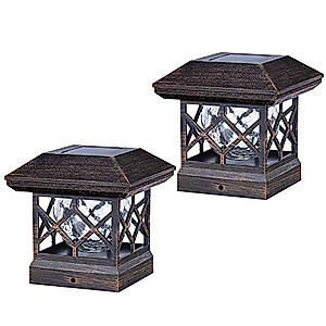 TWINSLUXES Solar Post Cap Lights Outdoor - Waterproof LED Fence Post Solar Lights for 3.5x3.5/4x4/5x5 Wood Posts in Patio, Deck or Garden Decoration…………