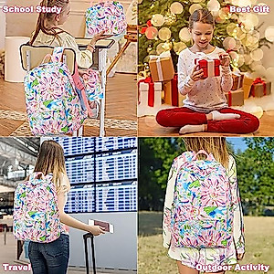 BTOOP Girls School Backpack Set Floral Schoolbag Laptop Bookbag Insulated Lunch Tote Bag Purse Teens Kids
