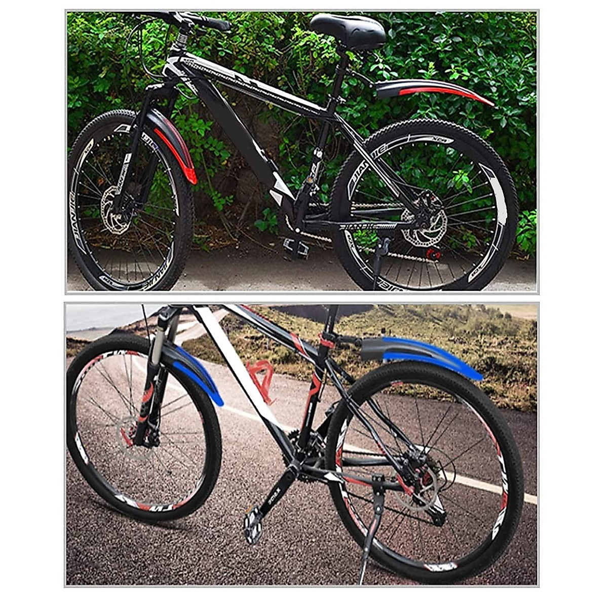 Adjustable Road Mountain Bike Bicycle Cycling Tire Front/Rear Mud Guards Mudguard Fenders Set (Black-1)