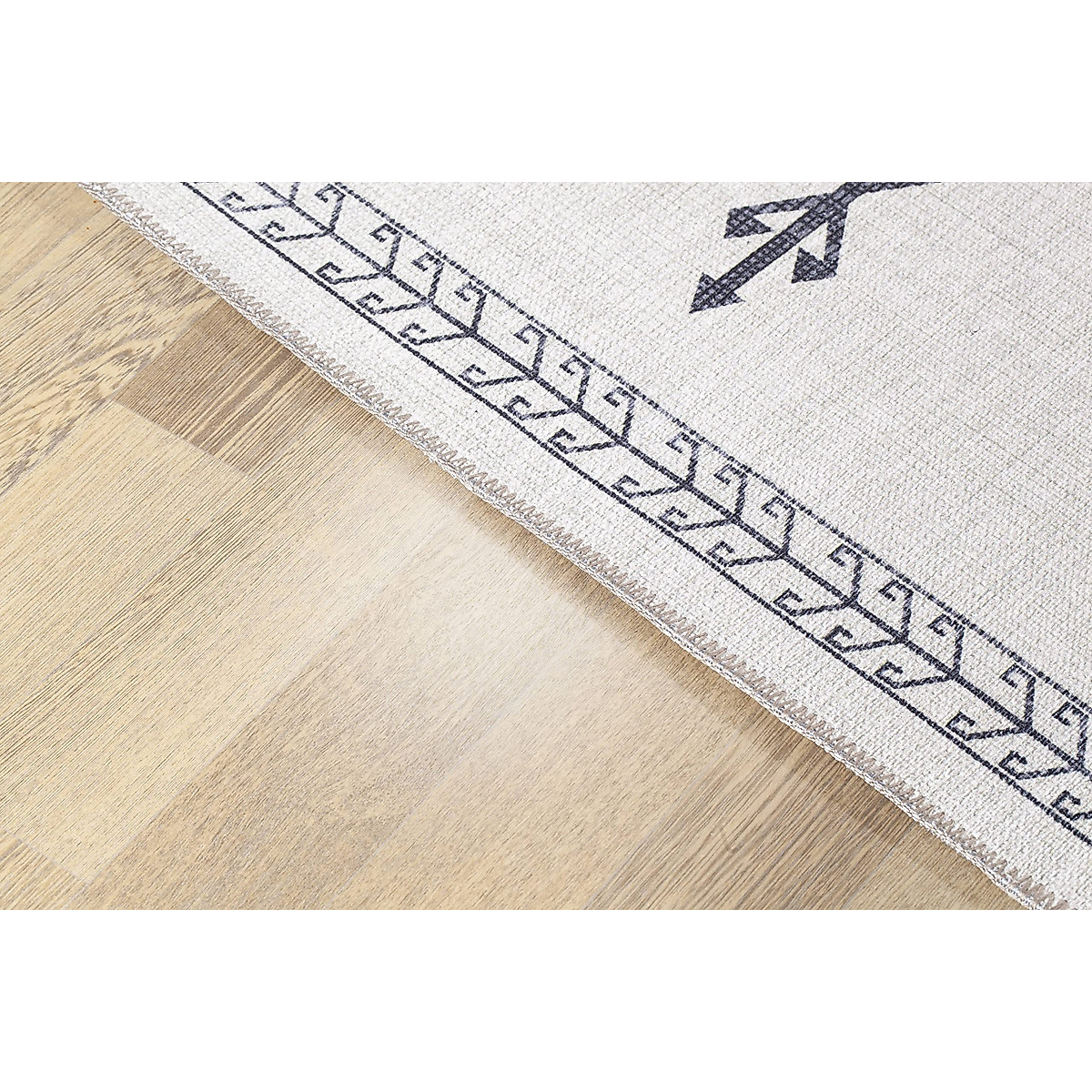 GLN Rugs Bohemian Collection - Machine Washable Area Rug, Bohemian Vintage Washable Rug, Non Slip Area Rug, Low Pile Chenille Living Room Rug, Bedroom Rug, Bathroom Rug (2'x3' Beige Rug)