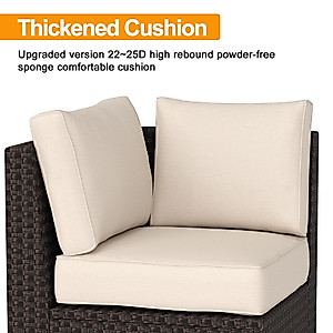 GAOMON 6 Piece Patio Furniture Sets,Outdoor Patio Sofa,Rattan Furniture Set with Glass Table,Wicker Sectional Sofa Conversation Couch,Cushions and Beige Pillows,for Lawn, Garden, Backyard