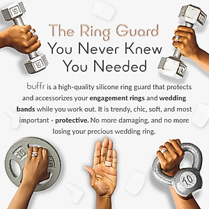 BUFFR Silicone Ring Protector for Working Out – Wedding Ring Protector – Rubber Ring Guard for Women – Light Gray, Size 6