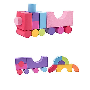 MOBU Foam Building Blocks for Toddlers 1-3, 50 PCS Educational Soft Building Blocks for Kids Playing Indoor Outdoor Bathroom Bathtub or Beach (Reusable Storage Bag)