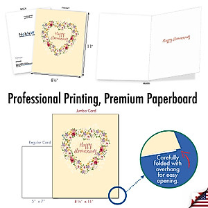 The Best Card Company - Jumbo Floral Heart Anniversary Greeting Card (8.5 x 11 Inch) - Love, Romantic Card for Wife, Husband - Heartfelt J6578AANG