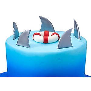 NCS Grey Shark Fin Cake and Cupcake Pick Toppers, 24 Count