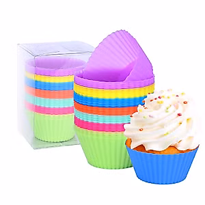30 PACK Silicone Cupcake Baking Cups, Muffin Liners, Reusable & Non-stick Muffin Cupcake Liners Holders Set for Party Christmas Bakery Molds Supplies
