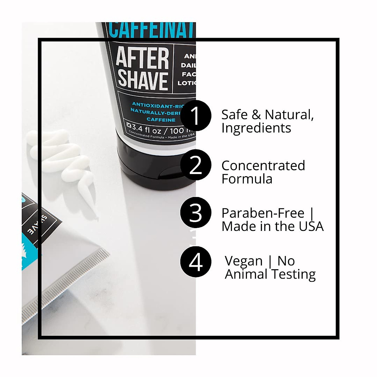 Pacific Shaving Company Caffeinated Aftershave - Helps Reduce Appearance of Redness, With Safe, Natural, and Plant-Derived Ingredients, Soothes Skin, Paraben-Free, Made in USA, 3.4 oz (4-Pack)