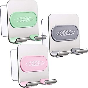 Weewooday 3 Pieces Wall Phone Holders Adjustable Waterproof Shower Phone Stand Universal Aluminum Cell Phone Holder for Most Smartphones and Tablets in Bed Bathroom Kitchen