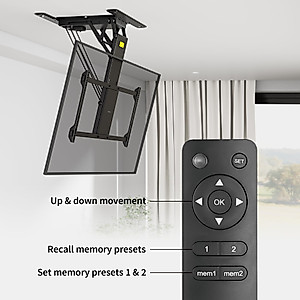 VIVO Electric TV Ceiling Mount for 40 to 85 inch Screens, Large Flip-Down Motorized Pitched Roof VESA Mount, Master Pack, Black, MOUNT-E-FD85