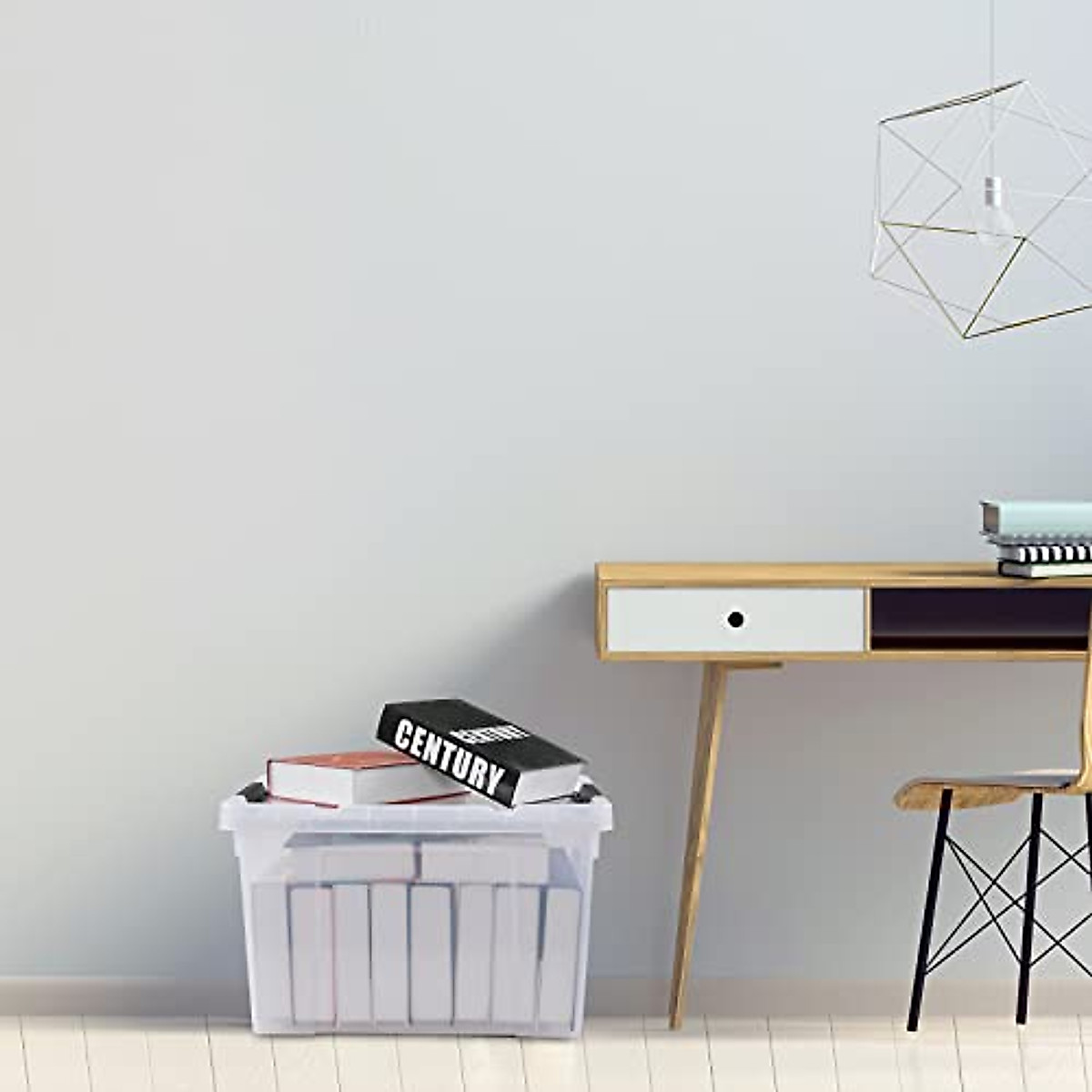 EudokkyNA 4-Pack Clear Plastic Storage Boxes with Lids, Latching Bins Totes with Wheels, 34 Quart