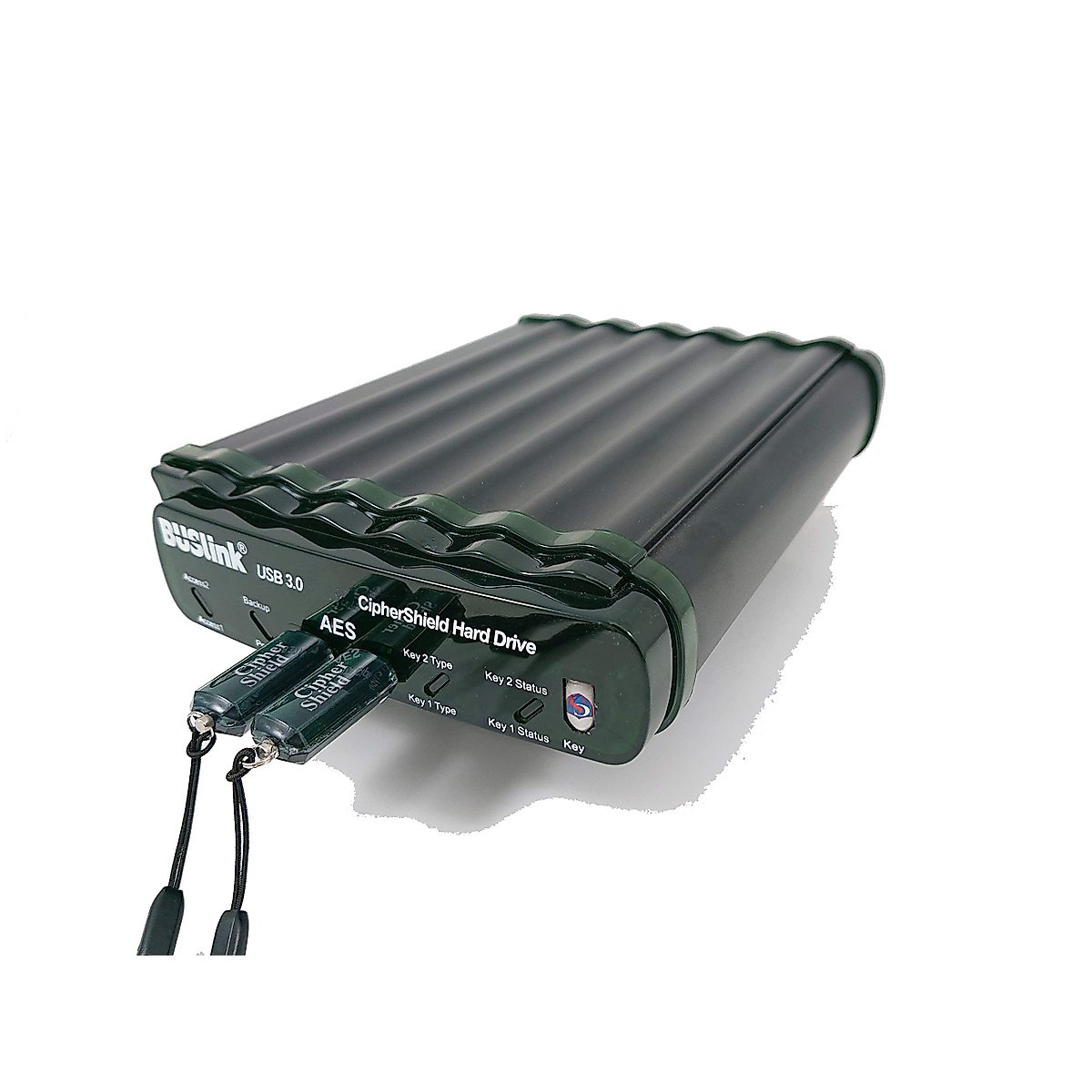 BUSlink CSE-10TM3KKB CipherShield Dual Keys FIPS 140-2 Level 2 HIPAA 256-bit AES USB 3.0 Encrypted RAID 0 Portable Hard Drive (10TB)