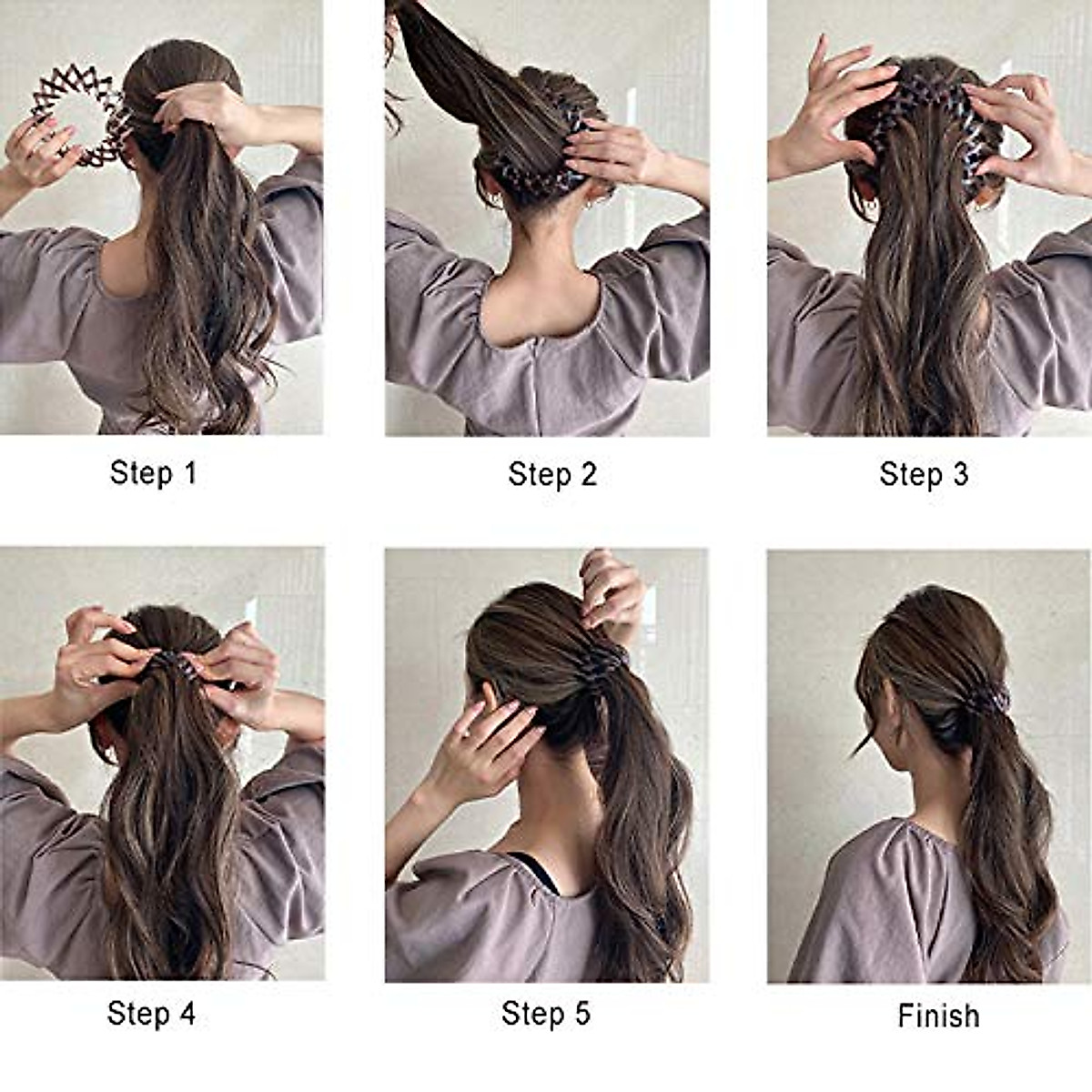 Fashion Expandable Hair Clips, Birdnest Ponytail Holders, Curling Iron Bun Maker, Hair Styling Claw Clips for Women and Girls - Hair Accessories, 3 Colors (B)