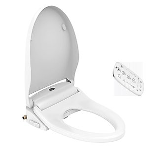 Smart Toilet Seat: Elongated Round Bidet Toilet Seat with Heated - Electric Remote Sprayer - Warm Air Dryer Toilet Attachment