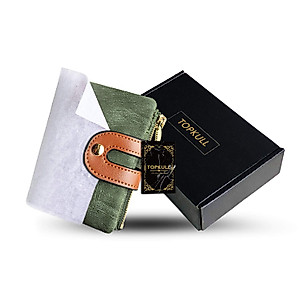 YOTOO TOPKULL Womens Wallets Bifold Leather Small Wallets for Women Mini Rfid Thin Billfolds Ladies Wallets Slim Compact with Zipper Coin Pocket (green)