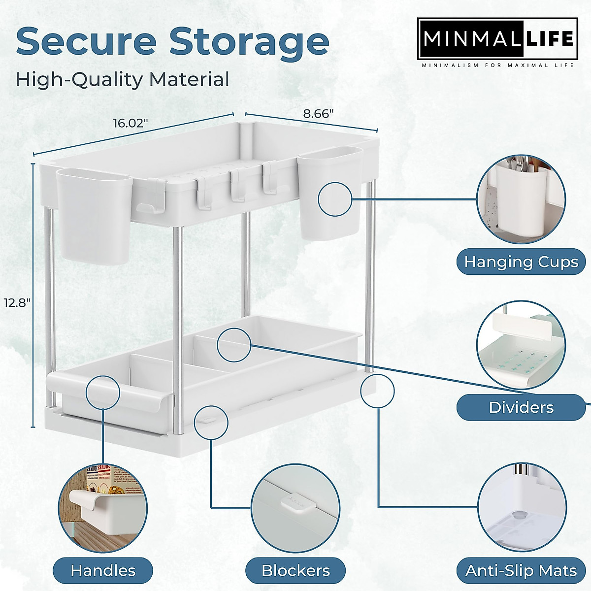 Minmallife 2 Tier Under Sink Organizer - Set of 1 Under the Sink Organizer/Under Kitchen Sink Organizer - Applicable as Medicine Cabinet Organizer, Kitchen Cabinet Organizer, Bathroom Sink Organizer