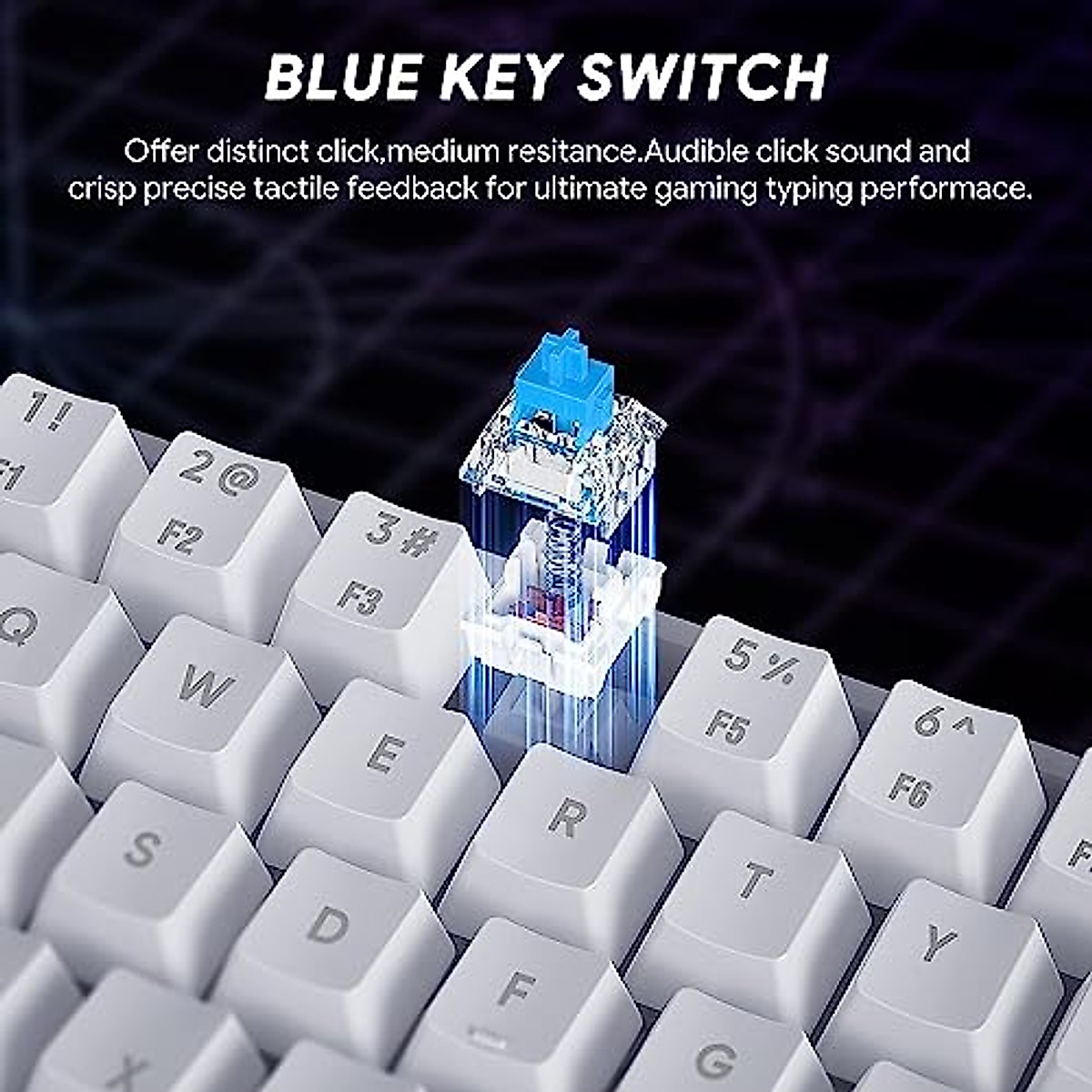 TECURS 60% Gaming Keyboard Mechanical Led Wired Keyboard Mini 61 Key Compact Gamer Keyboard Clicky with Blue Switch for Computer PC Laptop