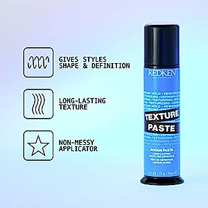 Redken Texture Paste Hair Styling Paste for Definition | Adds Long-Lasting Style & Definition | Relaxed & Deconstructed Styling | Rough Paste | Medium Hold | For All Hair Types | 2.5 Oz