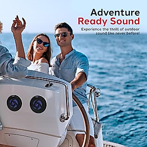 Pyle Marine Waterproof Speakers 6.5” - Low Profile Slim Style Wakeboard Tower and Weather Resistant Outdoor Audio Stereo Sound System with LED Lights and 240 Watt Power - 1 Pair in Black - PLMRS63BL