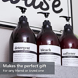 Liquid Laundry Detergent Dispenser (2 Pack), Decorative 67oz PET Plastic Bottles for Laundry Detergent, Fabric Softener, and Bleach, Laundry Soap Dispenser for Laundry Room Decor and Accessories