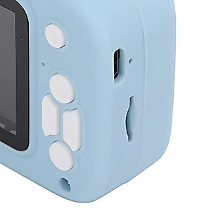 Shanrya Cartoon Child Camera, 200W Pixels Kids Camera One Key Video Recording Kids Gift for Kids(Sky Blue)