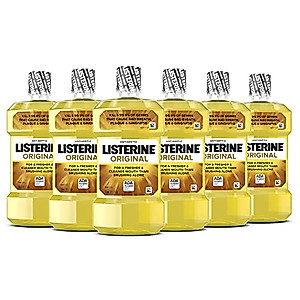 Listerine Original Antiseptic Oral Care Mouthwash to Kill 99% of Germs That Cause Bad Breath, Plaque and Gingivitis, ADA-Accepted Mouthwash, Original Flavor, 1.5 L (Pack of 6)