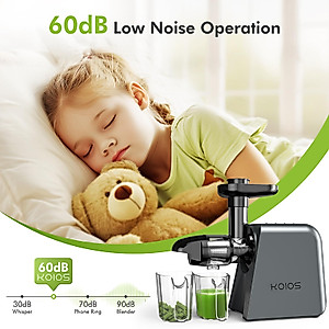 Cold Press Juicer, Juicer Machine for Vegetable and Fruit, Masticating Juicer Machine with 2 Speed Modes & Reverse function, Celery Juicer with Quiet Motor, Easy to Clean with Brush, Non-BPA