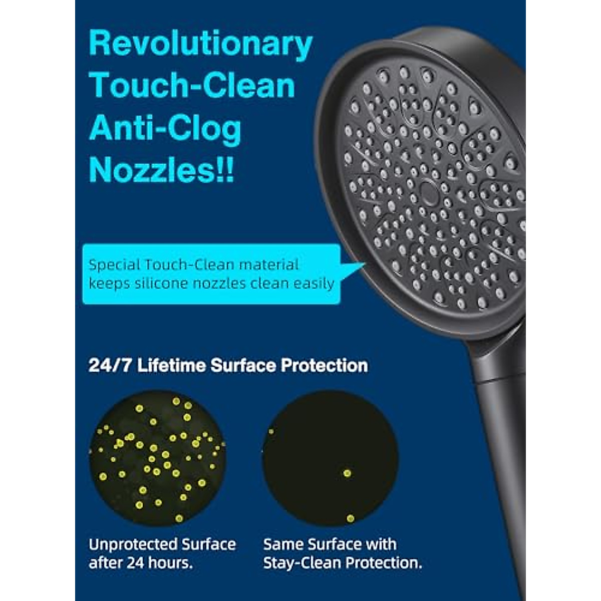 Cobbe Filtered Shower Head with Handheld, High Pressure 6 Spray Mode Showerhead with Filters, Water Softener Filters Beads for Hard Water - Remove Chlorine - Reduces Dry Itchy Skin, Matte Black