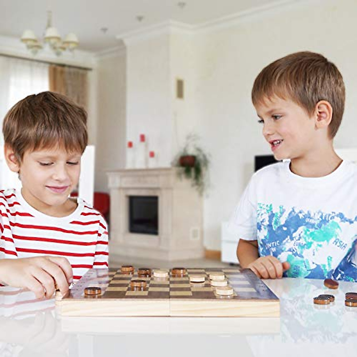 Magnetic Wooden Chess Checkers Set for Kids and Adults - 12 in Staunton Chess Set - Travel Portable Folding Chess Board Game Sets - Storage for Wood Pieces - 2 Extra Queens