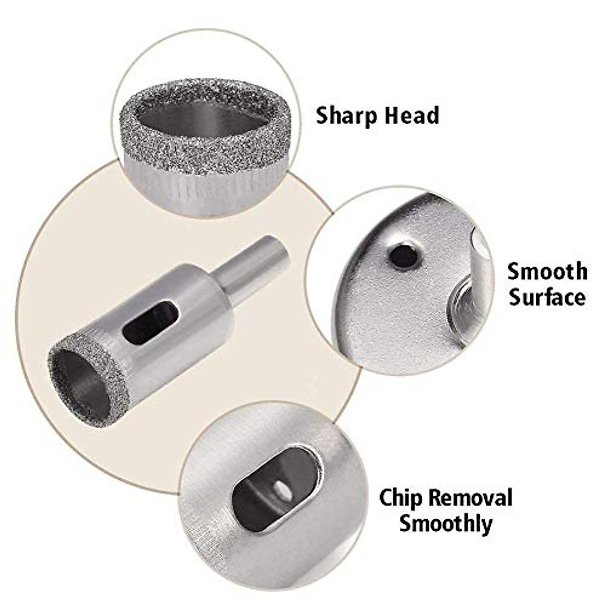 3 otters Diamond Drill Bit Set Hole, 15PCS Hole Saw Set for Glass, Marble, Granite Stone