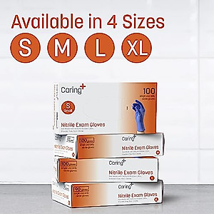 Caring Nitrile Exam Gloves (90ct), Powder Free and Not Made with Natural Rubber Latex, Gloves for Medical Use, Cleaning, Food Prep and More, XL