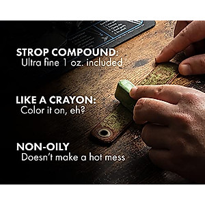 Knafs - Leather Strop for Honing Pocket Knives - Includes Stropping Compound