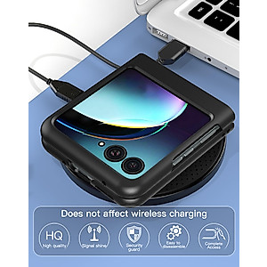 Foluu Slim Fit Case for Motorola Razr Plus 2023, with 1 Pack Soft Inner TPU Moto Razr Plus 2023 Screen Protector, 1 Pack Front Built-in Screen Protector, Matte PC Cover for Motorola Razr+ 2023 Black