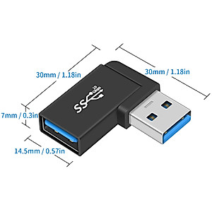 Poyiccot USB 3.0 Adapter 90 Degree, USB 3.0 Extension Adapter 5Gbps, 3Pack Right Angle USB Extender Type A Male to Female Extension Adapter for Hard Drive, Laptop