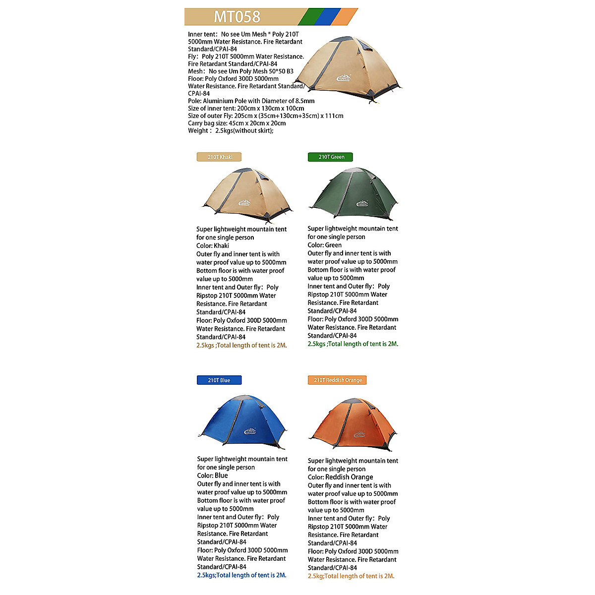 camppal Professional 1-2 Person 4 Season Expand Luggage Storage Space Mountain Tent, Lightweight Backpacking Tents, Durable Waterproof Windproof Hunting Hiking Camping Tent (Green)