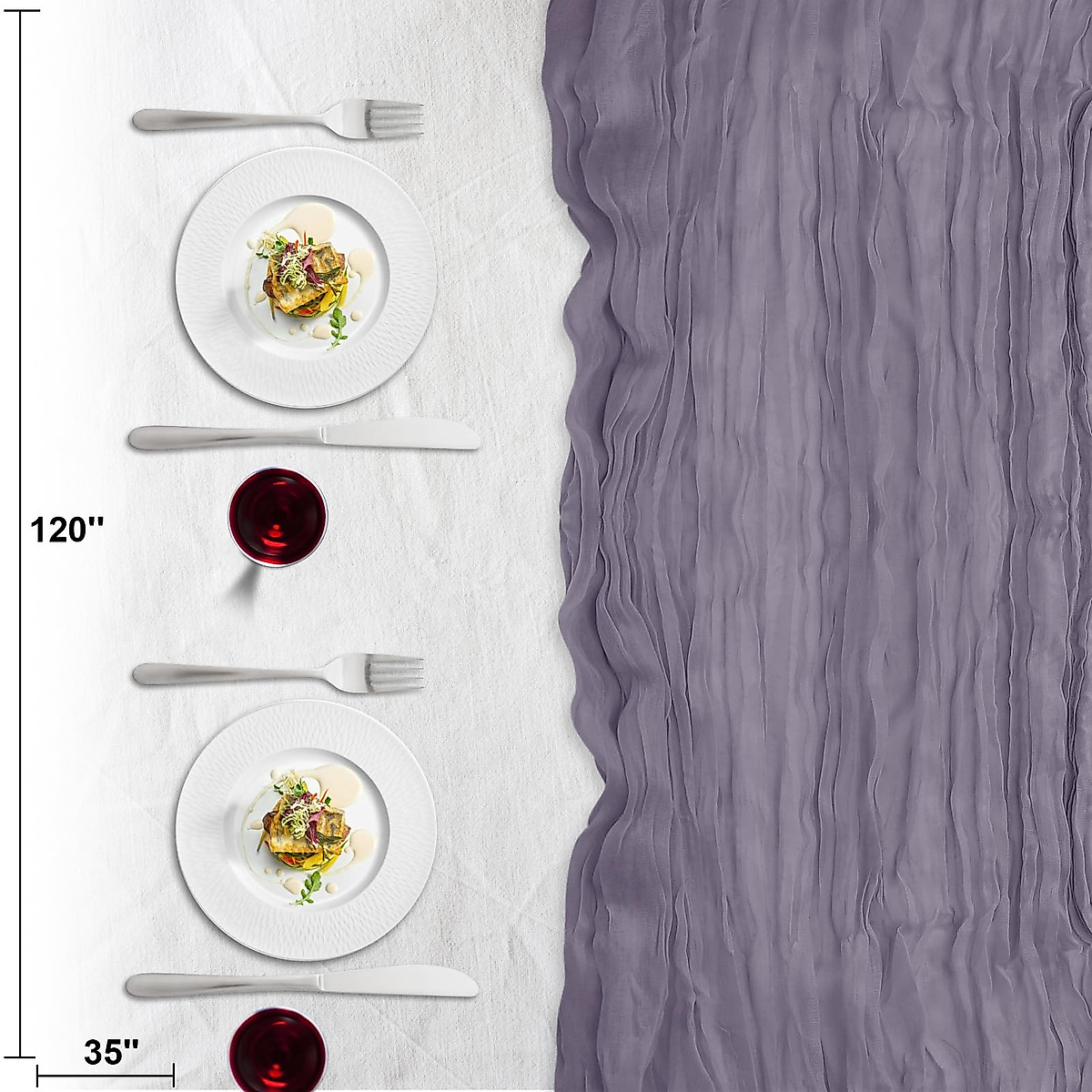 2 Pack Table Runners - RUCKAE Cheesecloth Table Runner 35x120 inch, Gauze Table Runner Cheese Cloth Table Runner for Wedding,Bridal Shower,Baby Shower,Bithday Party Table Decorations(Light Purple)