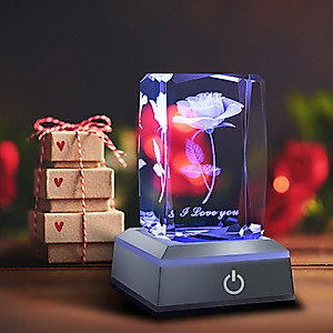 hochance 3D Rose Crystal Multicolor Nightlight,I Love You Decolamp,Perfect Mothers Day Gifts for Mom Mother My Girlfriend Wife Her,Unique Valentines Anniversary Birthday Presents Ideas