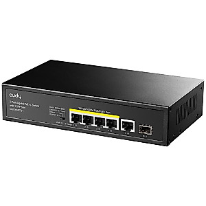 Cudy 5 Port 120W Gigabit PoE+ Switch, PoE Switch, 60 Watts Port 1, 4 PoE Ports, 802.3 at/AF, VLAN, Extension to 250 Meters, Not Support 802.3bt, GS1005PTS1