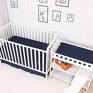 CaSaJa Navy Diaper Changing Pad Cover with Strap Holes Set of 3, Snug Fit 4-Sided Contoured Changing Table Pad 16x31 16x32, Fitted Change Pad Sheet for Baby Boy, 100% Silky Soft Microfiber