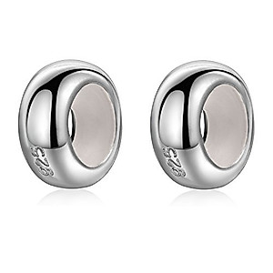 SOUKISS Genuine 925 Sterling Silver Clasp Charm Bracelet with 2 Rubber Spacer Charm for European Bead Charms,Xmas Gifts (22)