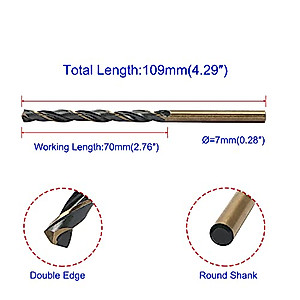 Ohamtes 7mm Reduced Shank Twist Drill Bits High Speed Steel HSS 4341 for Iron/Copper/Plastic/Aluminum Plates/Metal Materials, Round Shank, Double Edge, 5 Pcs