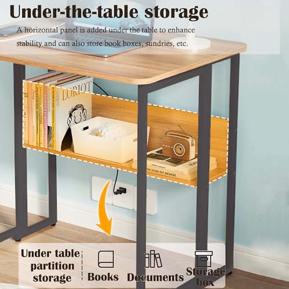 Multifunctional Foldable Desk, 80×59×79, Computer Desk Suitable for Small Spaces, Computer Desk with Adjustable Desktop Size and Foot Pads, Oak Color