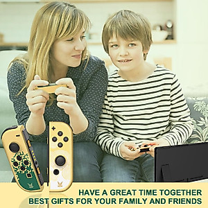 Go2fun Joypads Controller Compatible with Nintendo Switch,Replacement L/R Joypad Controllers with Dual Vibration,Support Wake-up/Motion Control,No NFC(Zelda Tears of The Kingdom Gorgeous Gold)