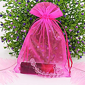 SumDirect 100Pcs 5x7 inches Sheer Drawstring Organza Jewelry Pouches Wedding Party Christmas Favor Gift Bags